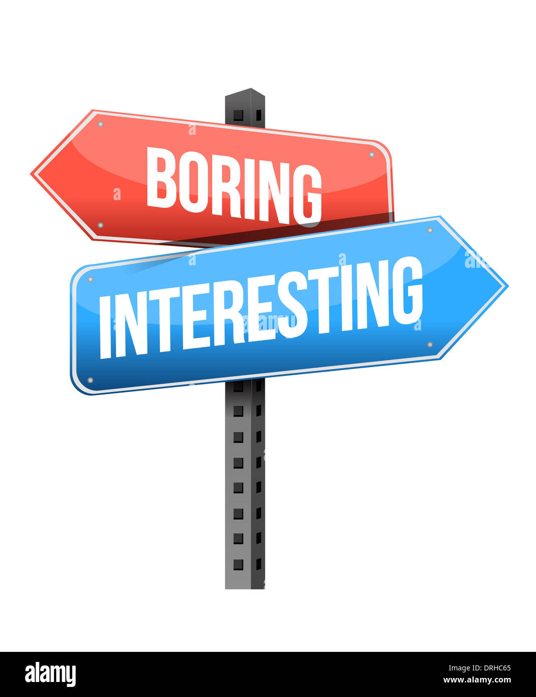 boring versus interesting road sign illustration design over a white ...