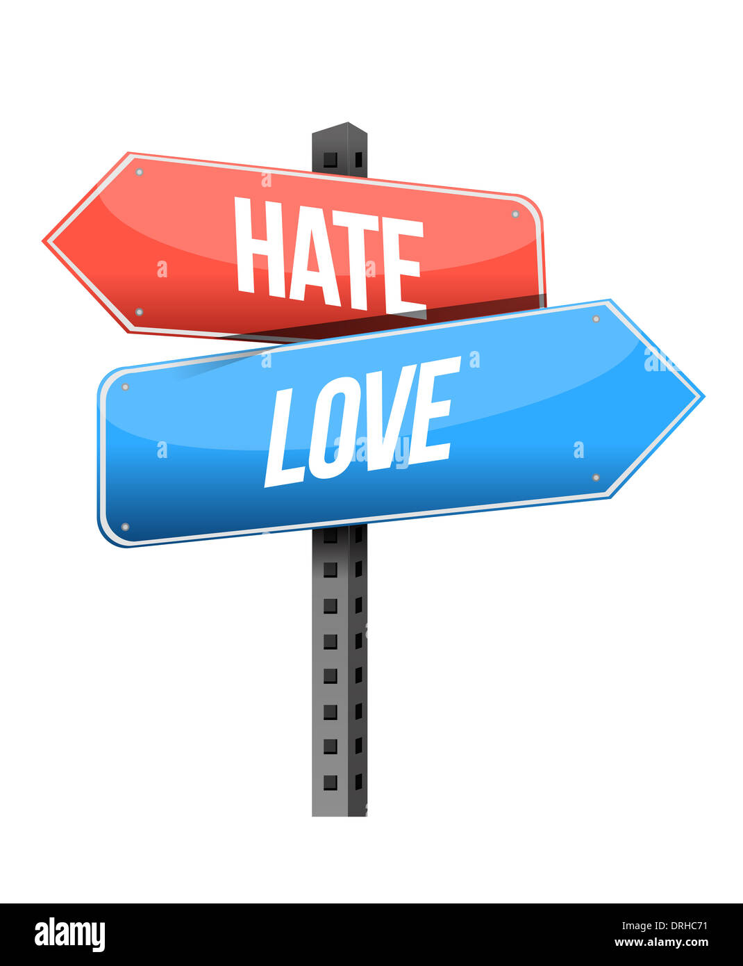 hate, love road sign illustration design over a white background Stock ...