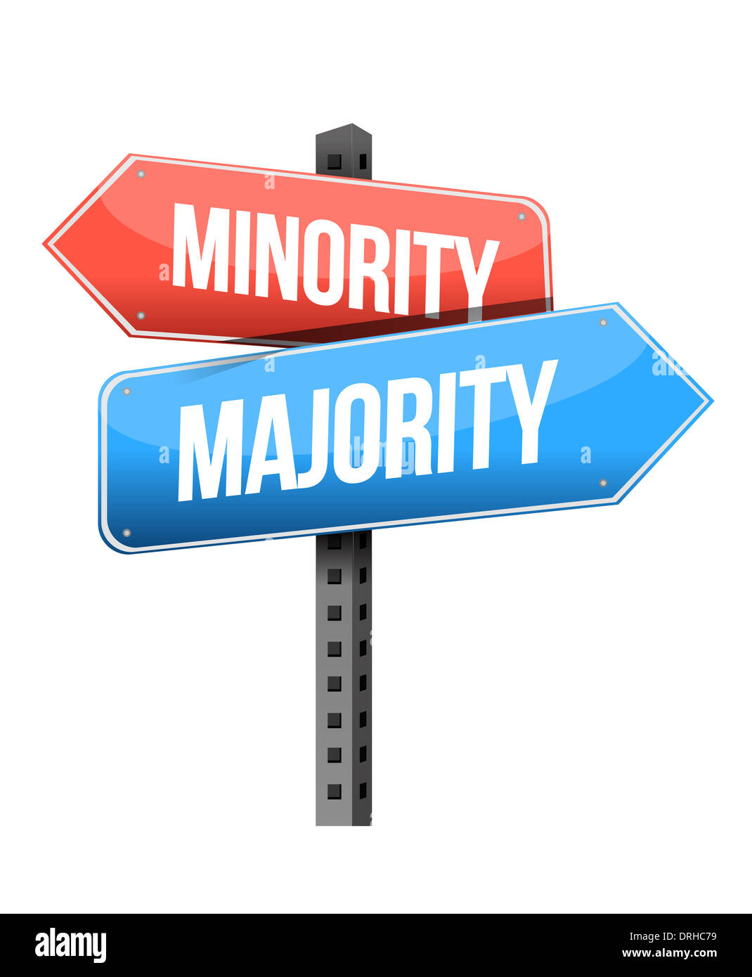 minority, majority road sign illustration design over a white ...