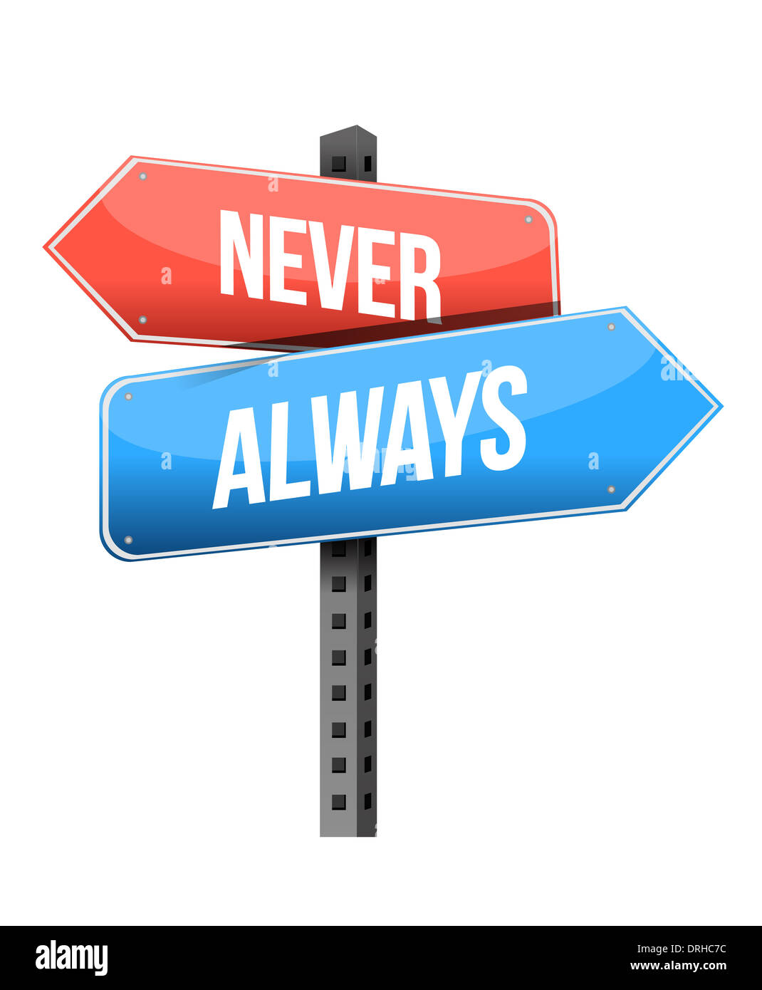 never, always road sign illustration design over a white background ...