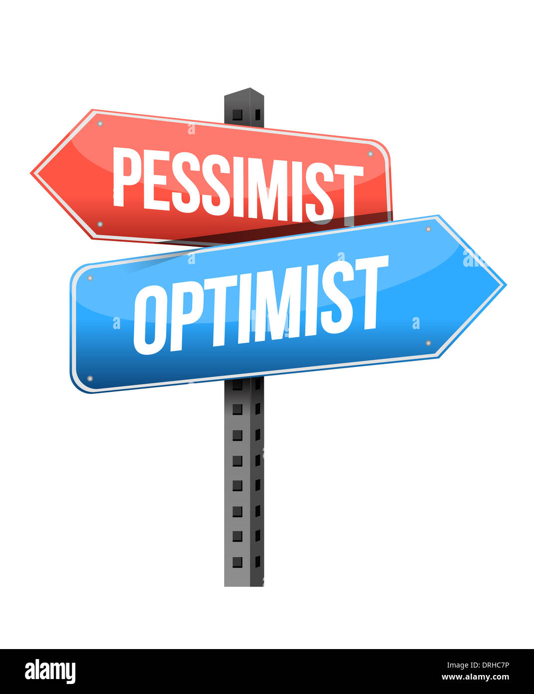 pessimist, optimist road sign illustration design over a white ...