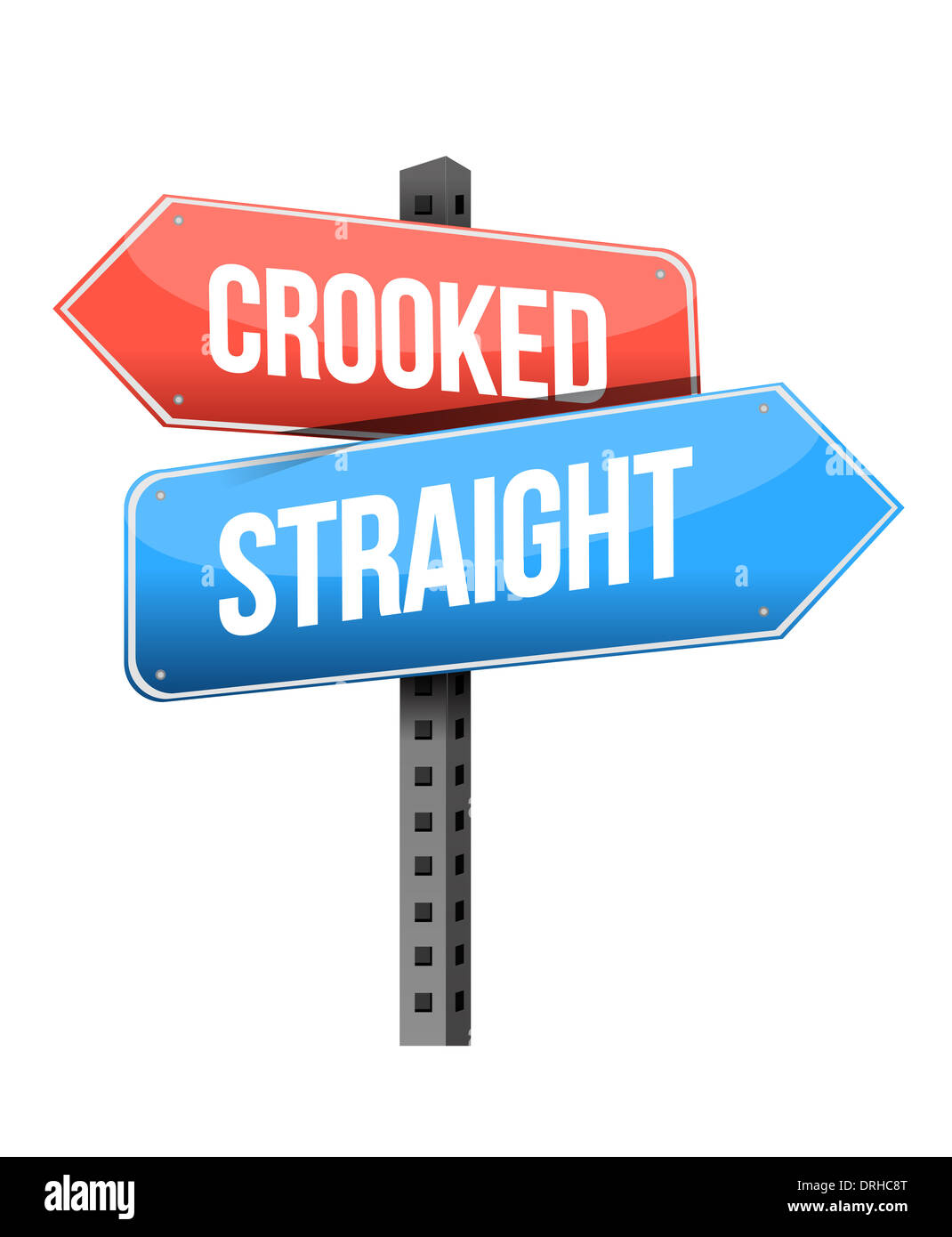 crooked, straight road sign illustration design over a white background ...