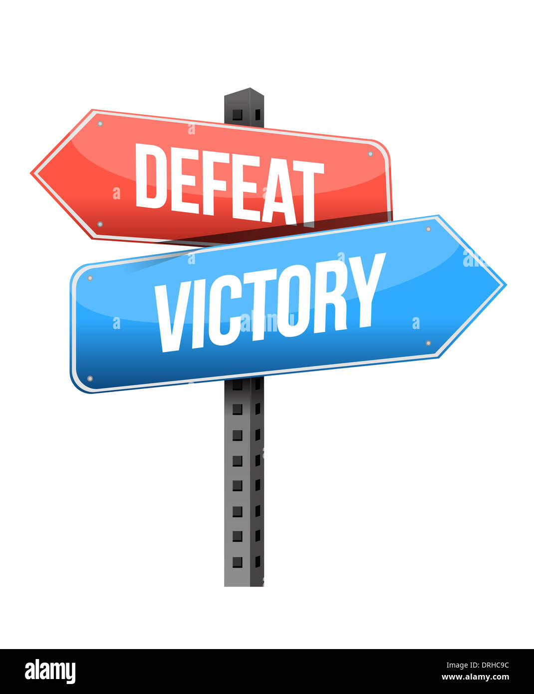 defeat, victory road sign illustration design over a white background ...