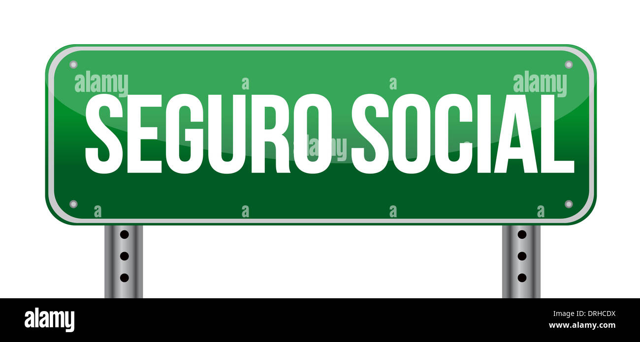 social security sign in Spanish illustration design over white Stock ...
