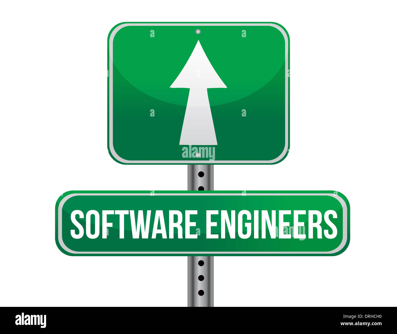 software engineers road sign illustration design over a white ...
