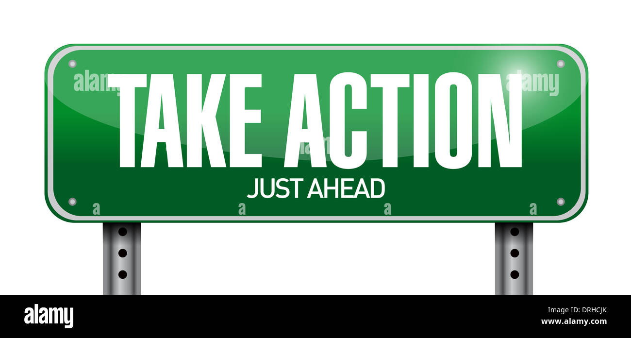 take action road sign illustration design over a white background Stock ...
