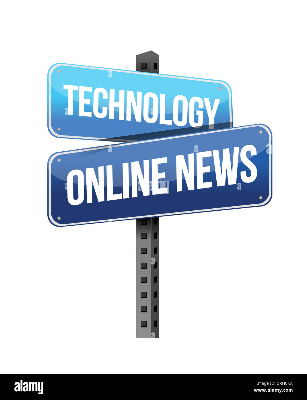 technology online news road sign illustration design over a white ...