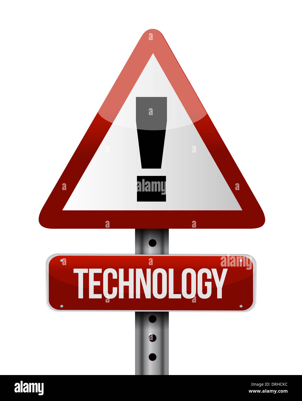 technology warning road sign illustration design over a white ...