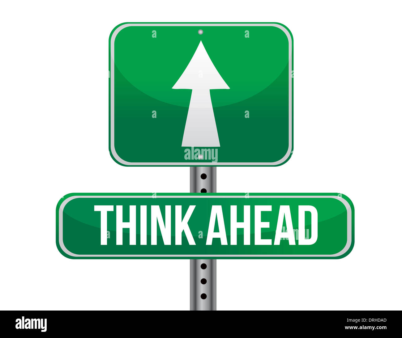 Think ahead road sign illustration design Stock Photo - Alamy
