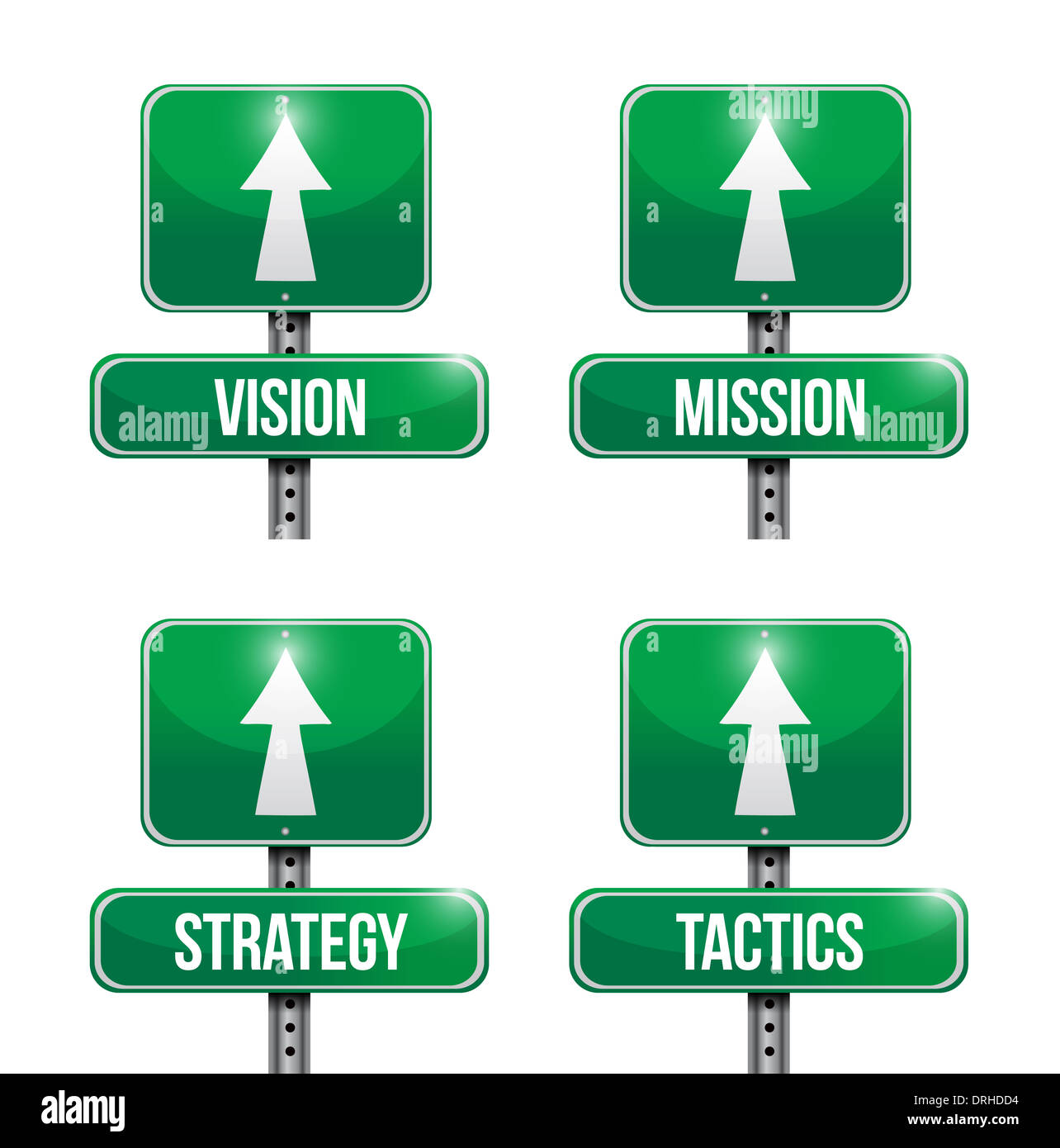 vision, mission, strategy and tactic road sign illustrations design ...