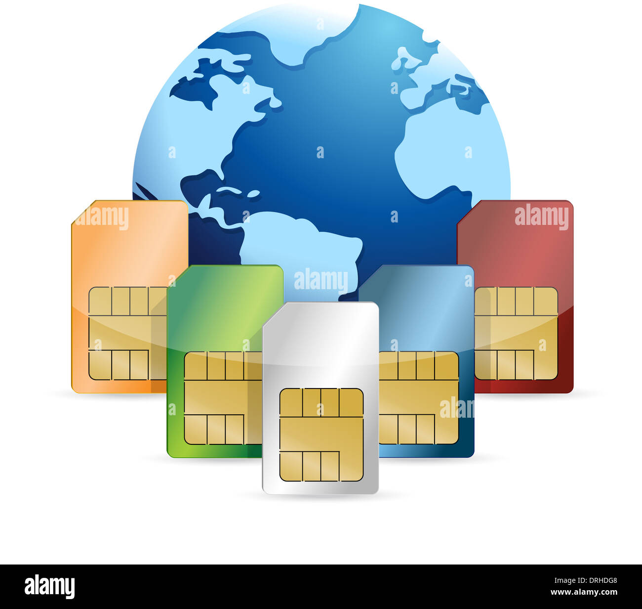 sim card and globe illustration design over a white background Stock ...