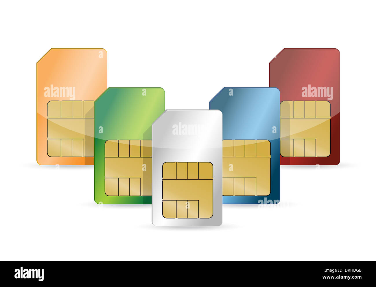 Set of color SIM cards isolated on white background Stock Photo - Alamy