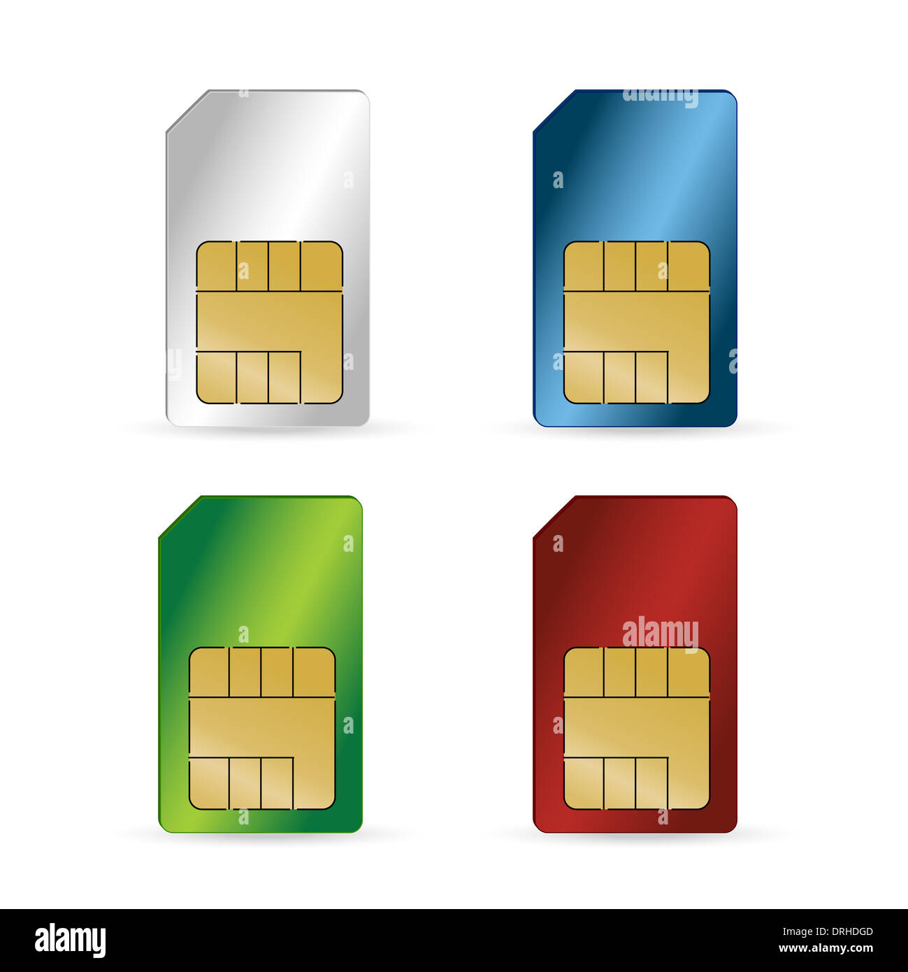 Set of color SIM cards isolated on white background Stock Photo - Alamy