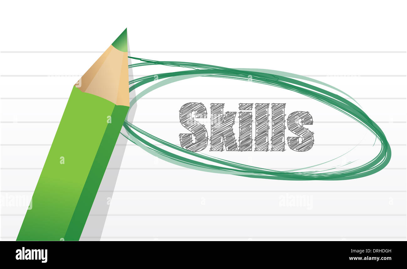 skills mark on a notepad pice of paper. illustration design Stock Photo ...