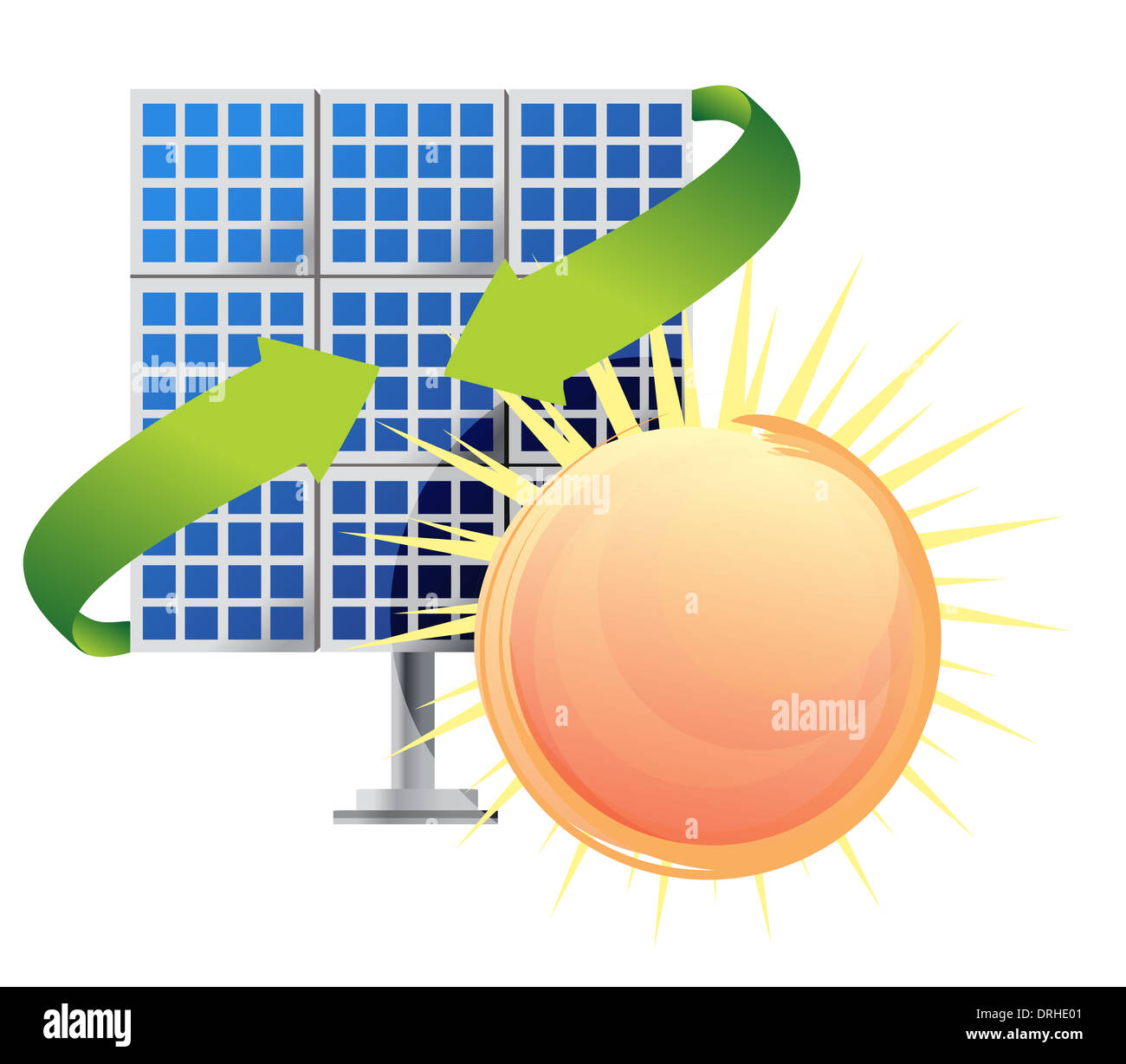 Solar panel and batteries with sun illustration Stock Photo - Alamy
