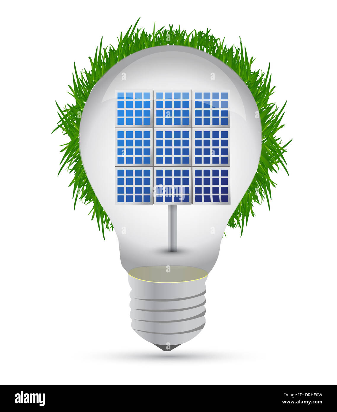 eco lightbulb and solar panel illustration design Stock Photo - Alamy