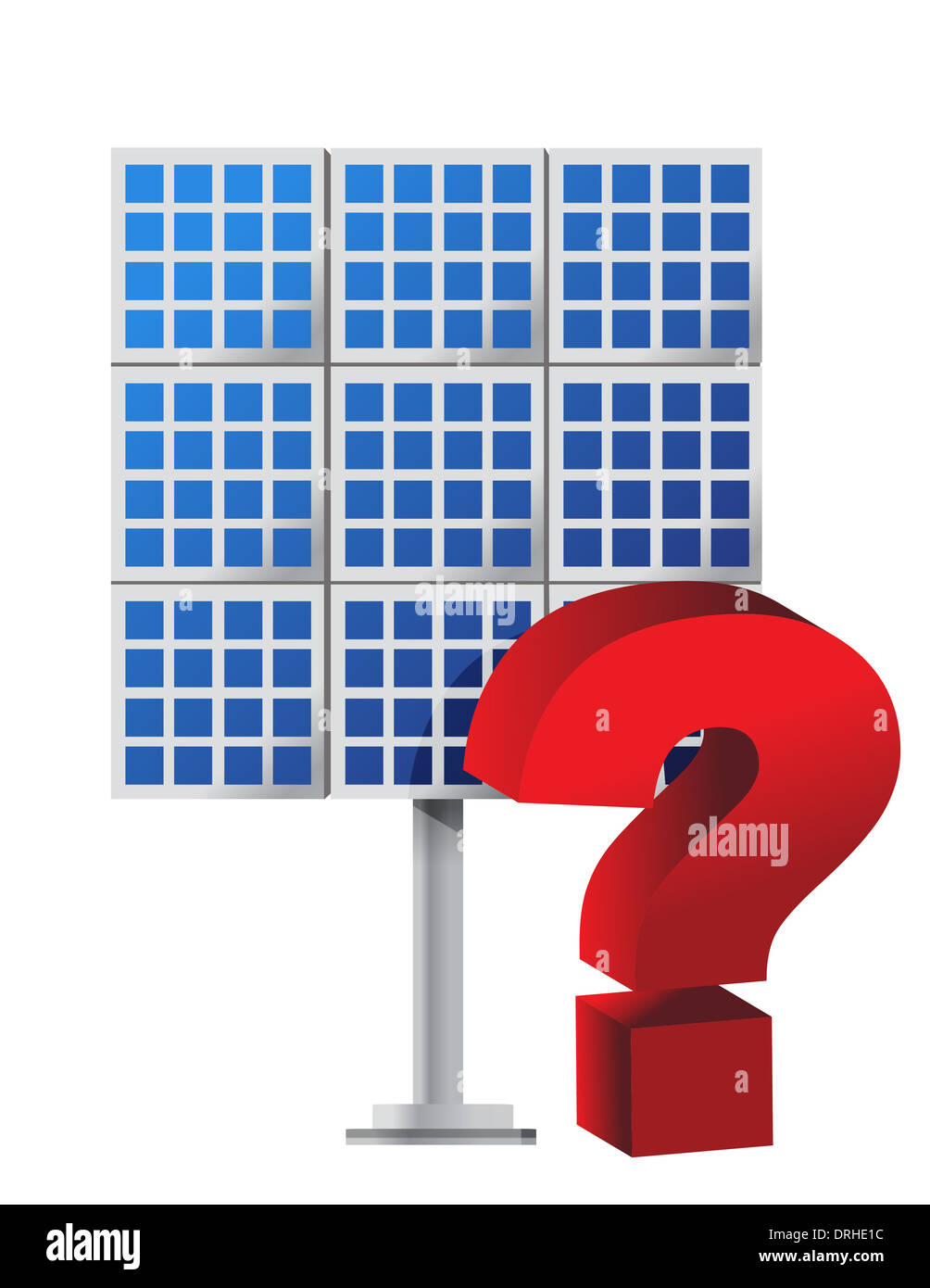 Question mark over a solar panel illustration design Stock Photo - Alamy