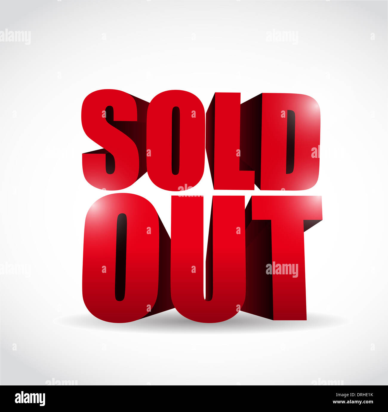 sold out 3d text sign illustration design over a white background Stock ...