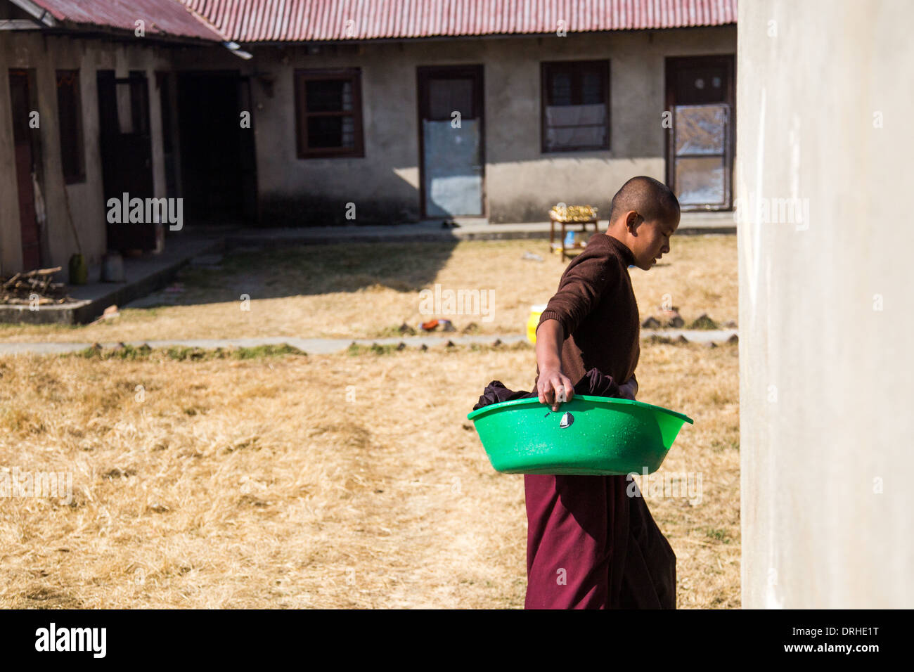 Buddhist monk at a monastery in Kathmandu, Nepal Stock Photo - Alamy