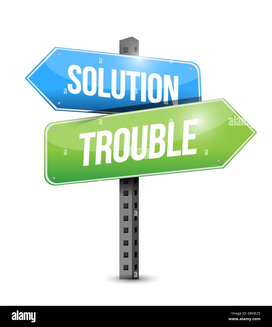 solution trouble road sign illustration design over a white background ...