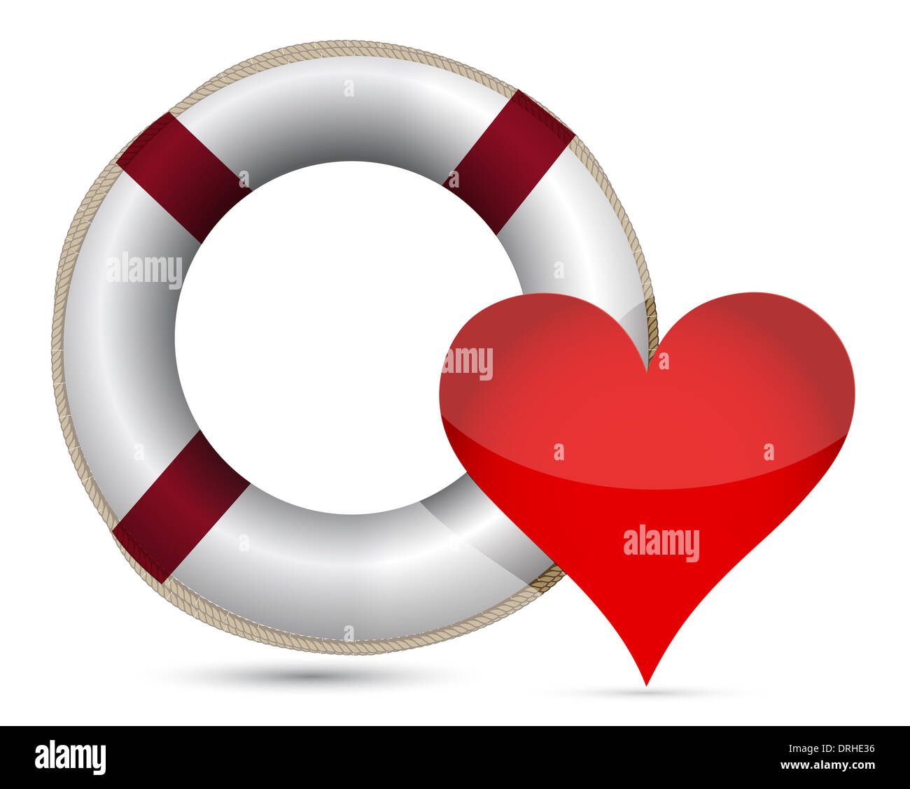 lifesaver and heart illustration design over a white background Stock ...