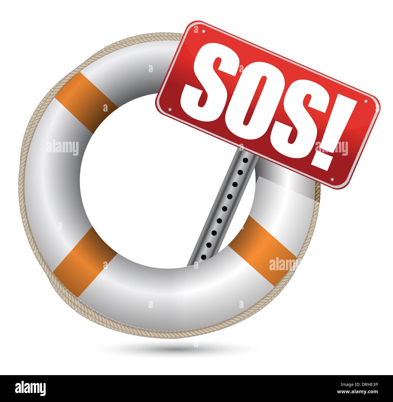 Life Buoy with SOS sign on a white background Stock Photo - Alamy
