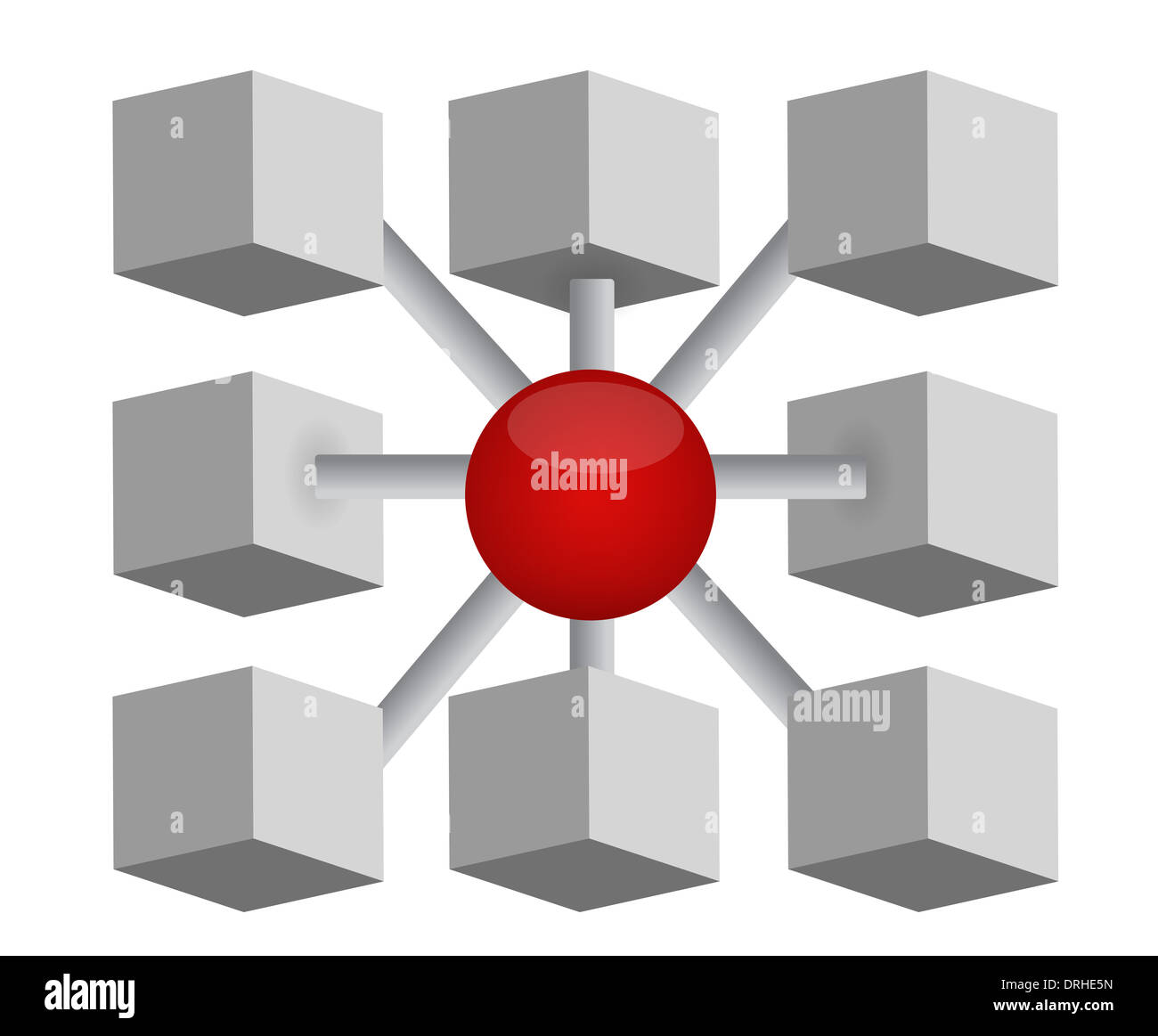 Network cubes and sphere diagram illustration design Stock Photo - Alamy