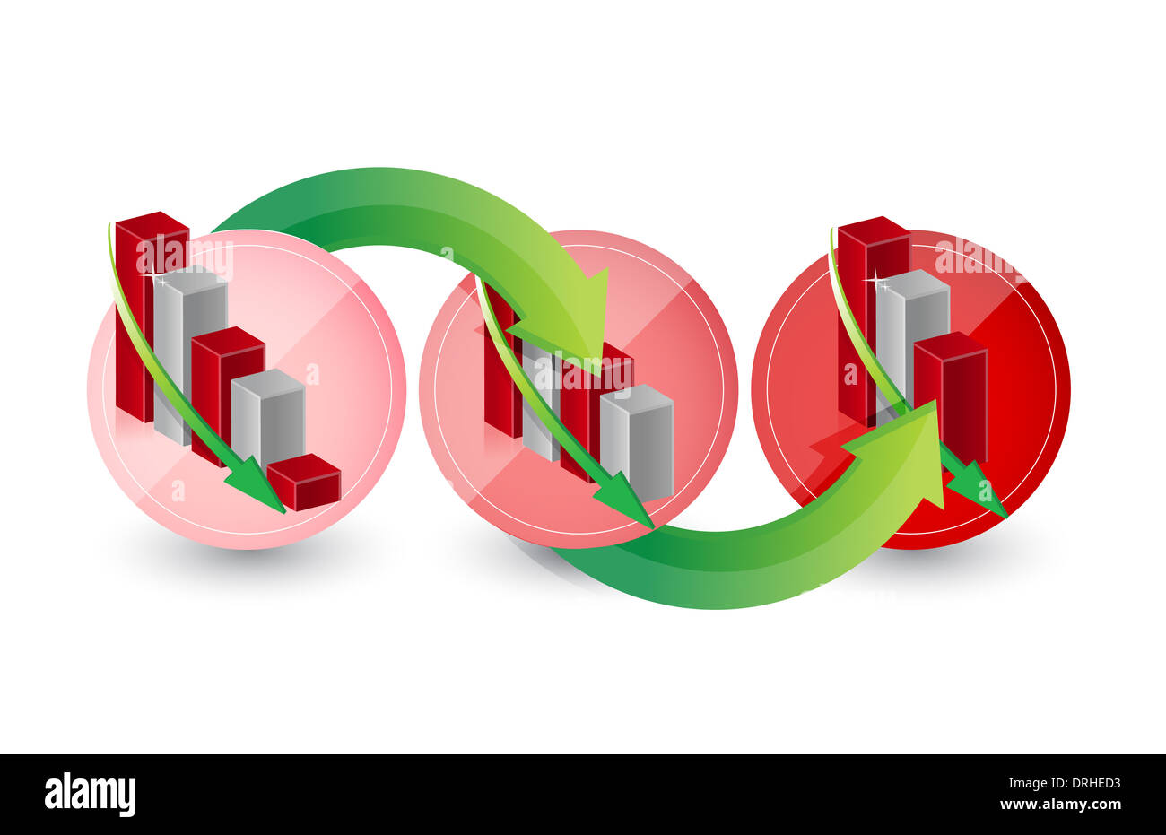 business graph steps falling graph illustration design over white Stock ...