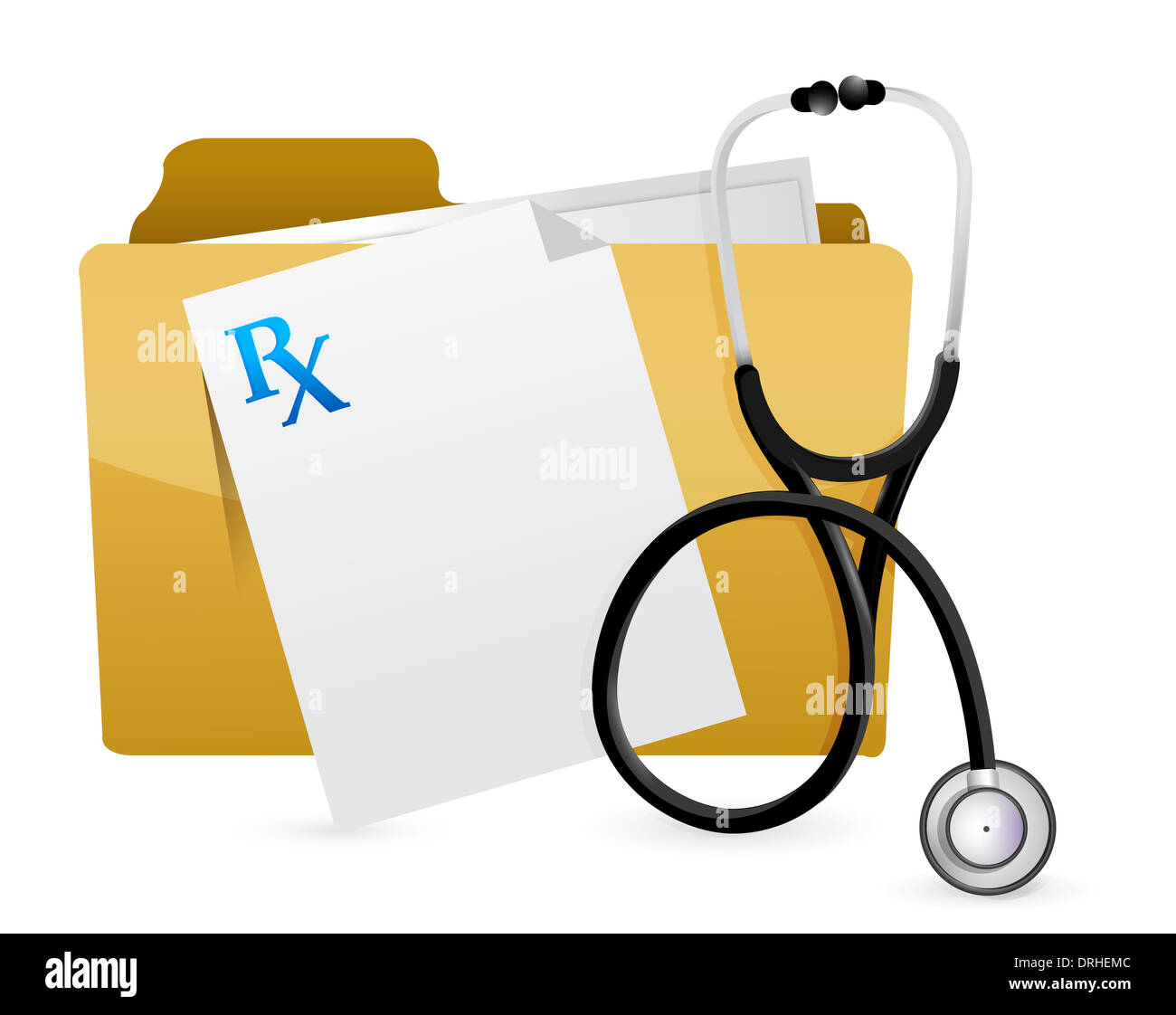 medical history files with a Stethoscope illustration design over white ...