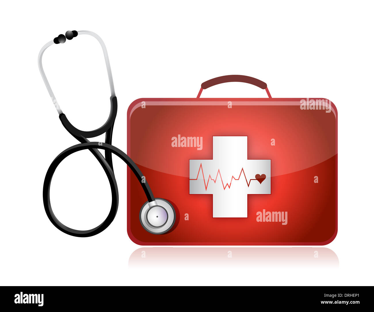 medical kit with a Stethoscope illustration design over white Stock ...