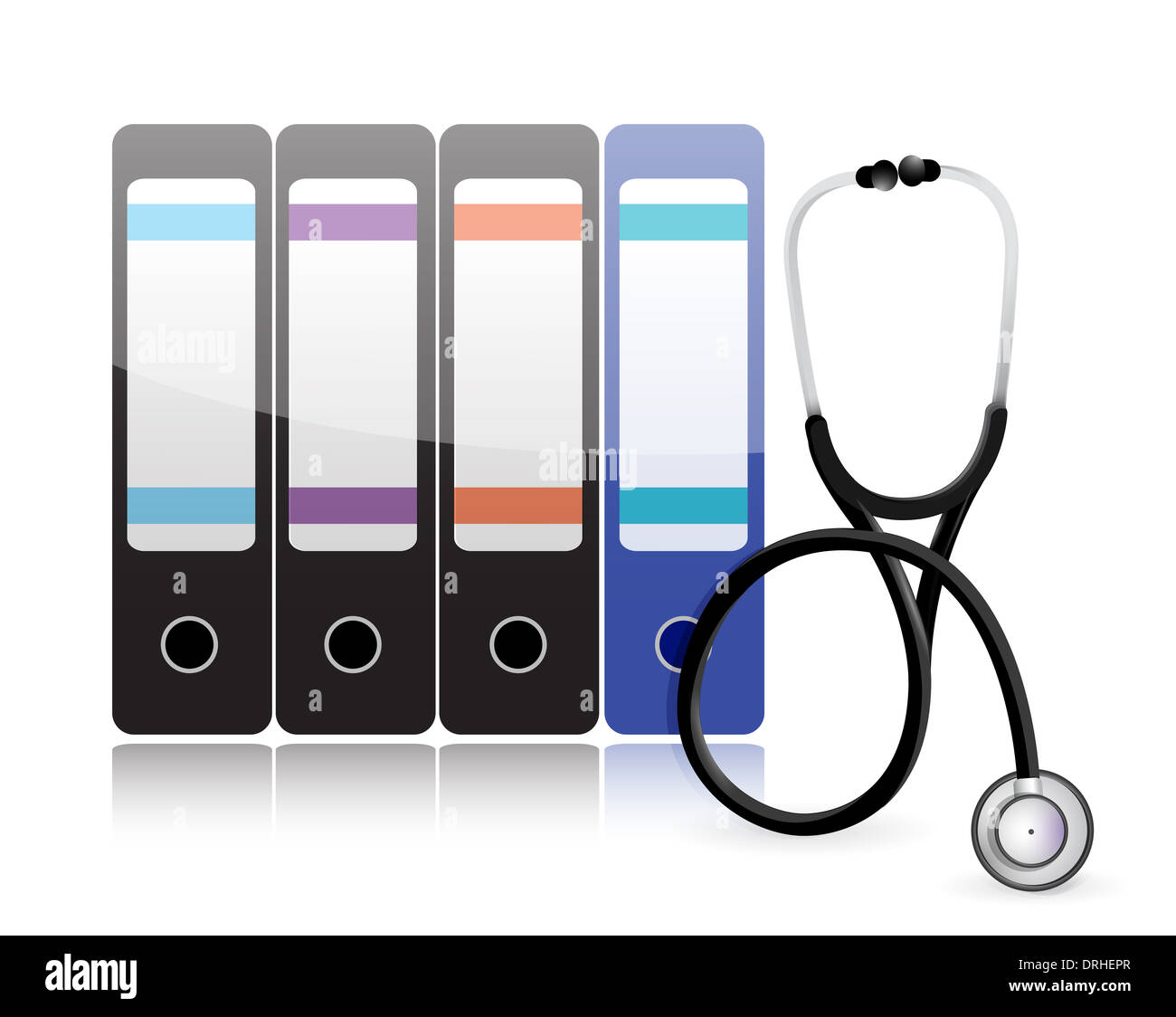 medical history files with a Stethoscope illustration design over white ...