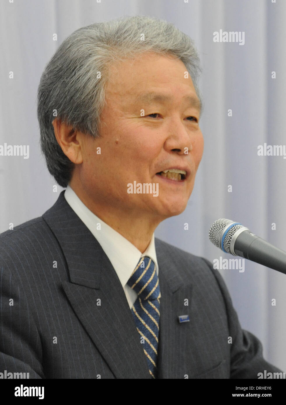 Tokyo, Japan. 27th Jan, 2014. Sadayuki Sakakibara, chairman of Toray ...