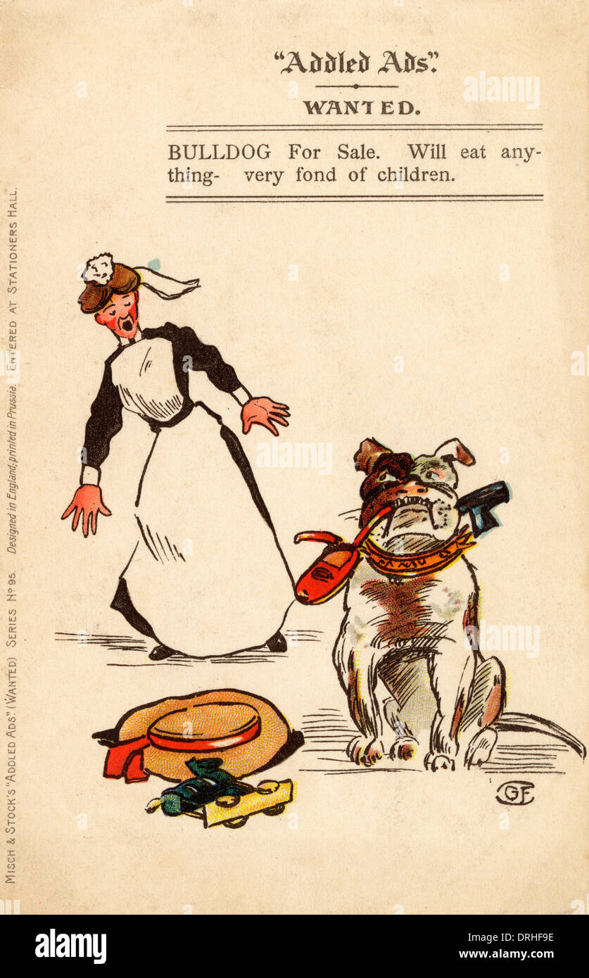 Addled Ads - Bulldog eats child Stock Photo - Alamy