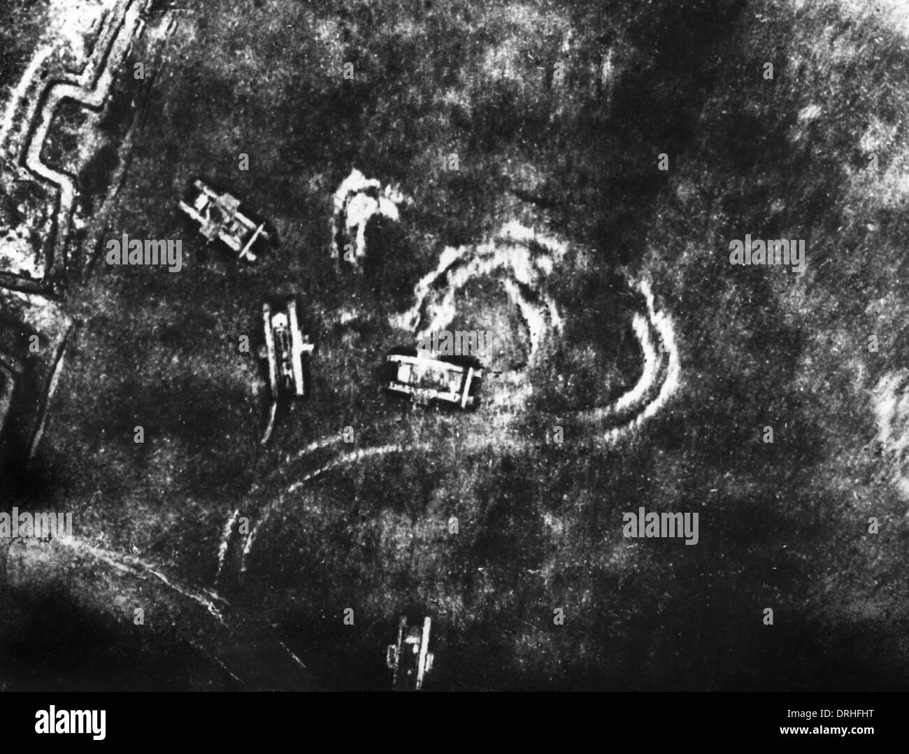 British tanks in Battle of Cambrai, aerial photograph, WW1 Stock Photo ...