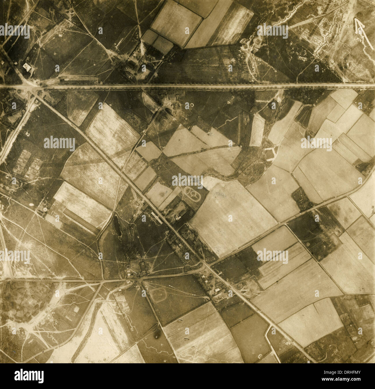 Aerial photograph of rural area, western front, WW1 Stock Photo - Alamy