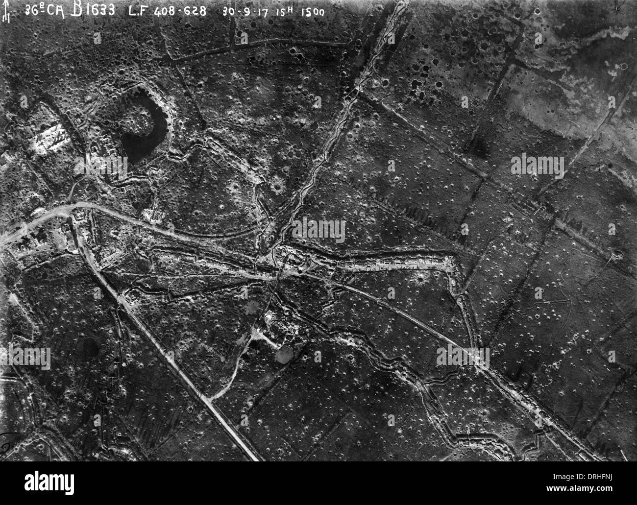 Aerial photograph of shell holes, Ypres, Belgium, WW1 Stock Photo - Alamy