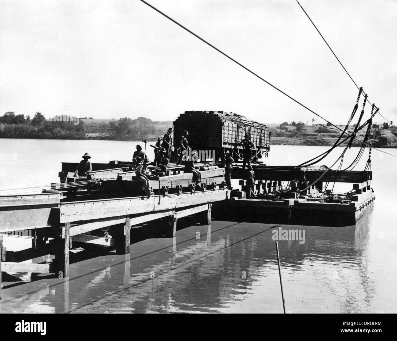 Trucks crossing Orange River, Upington, South Africa, WW1 Stock Photo ...