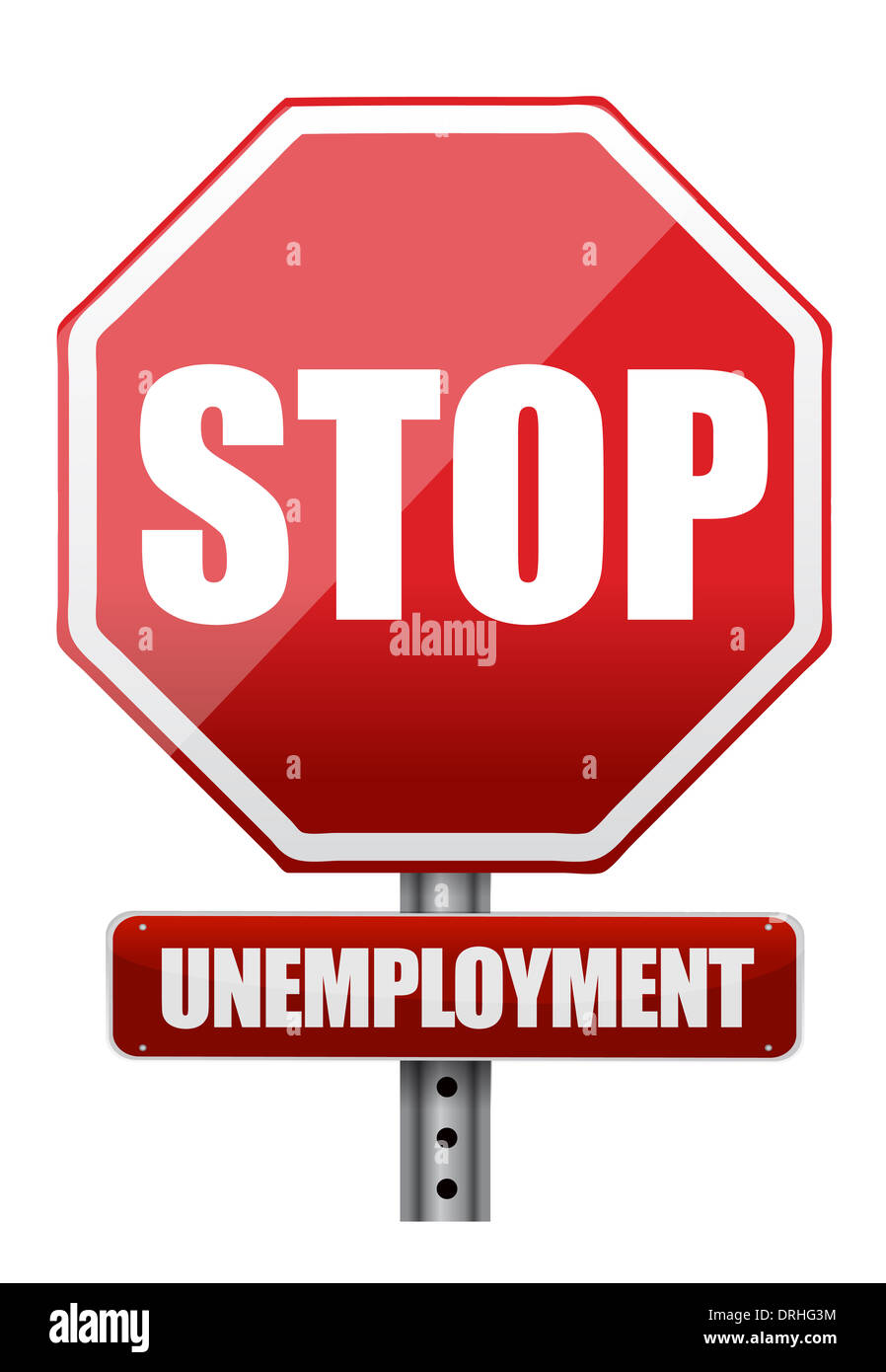 Traffic sign stop unemployment illustration design over white Stock ...