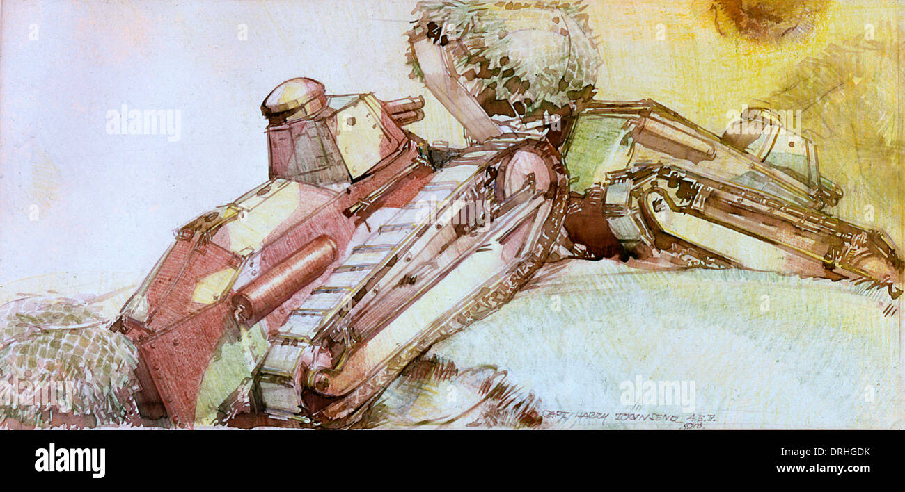 Two six-ton tanks climbing a hill, WW1 Stock Photo - Alamy