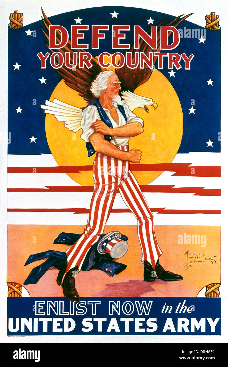 Recruitment poster, Enlist Now in the US Army, WW1 Stock Photo ...