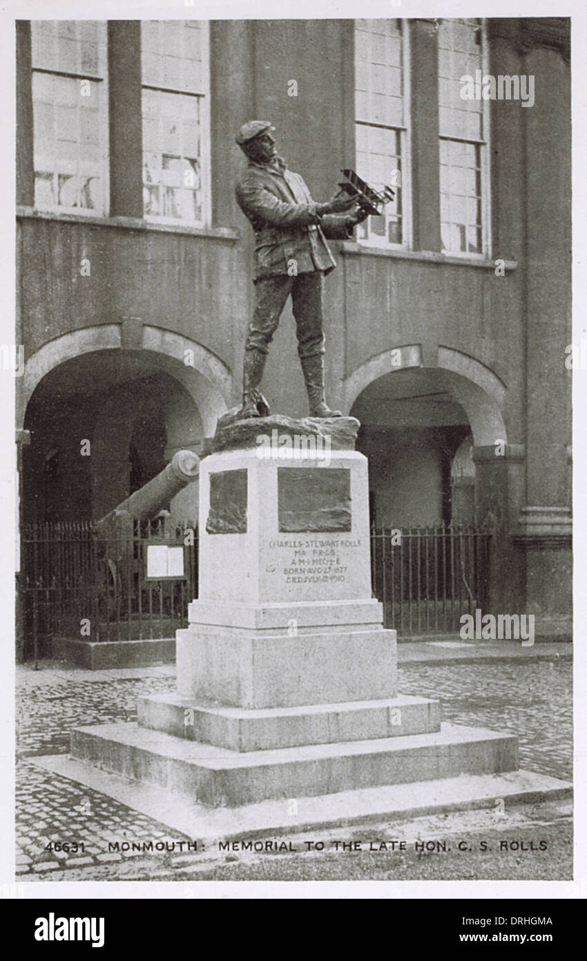 Memorial to Charles Rolls at Monmouth Stock Photo - Alamy