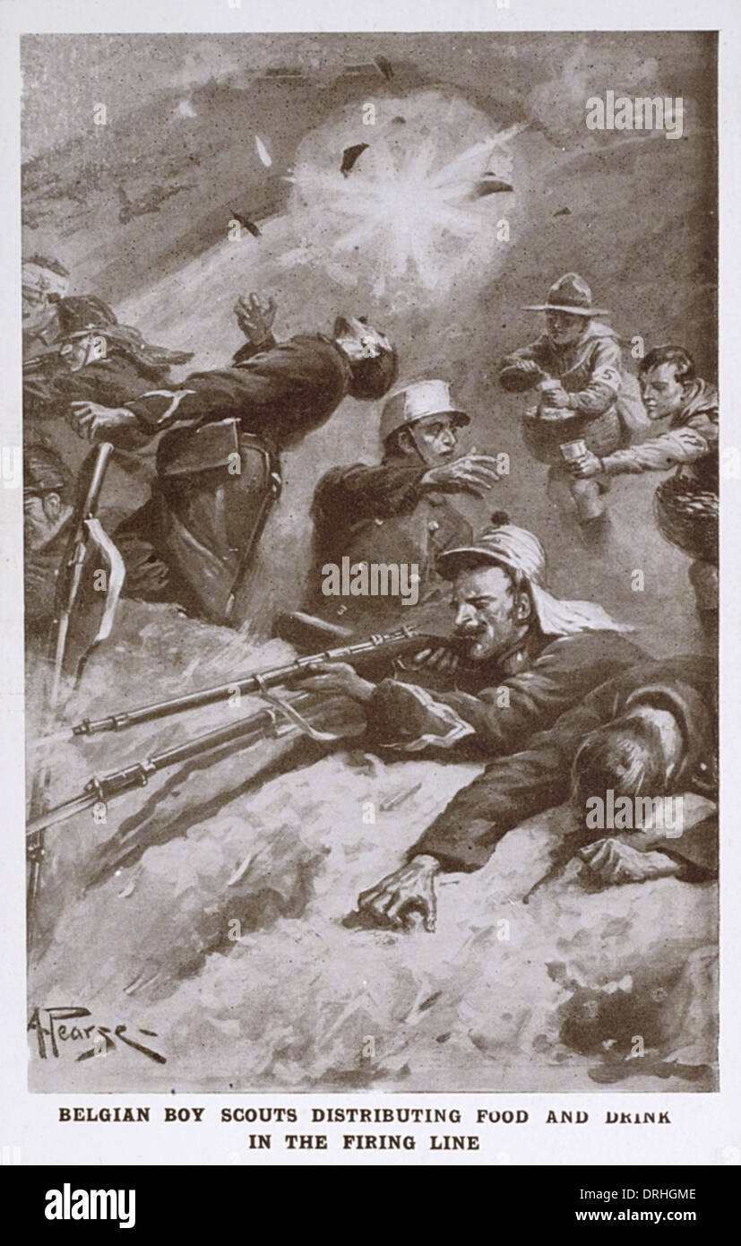Belgian Boy Scouts distributing food and drink - WWI Stock Photo - Alamy