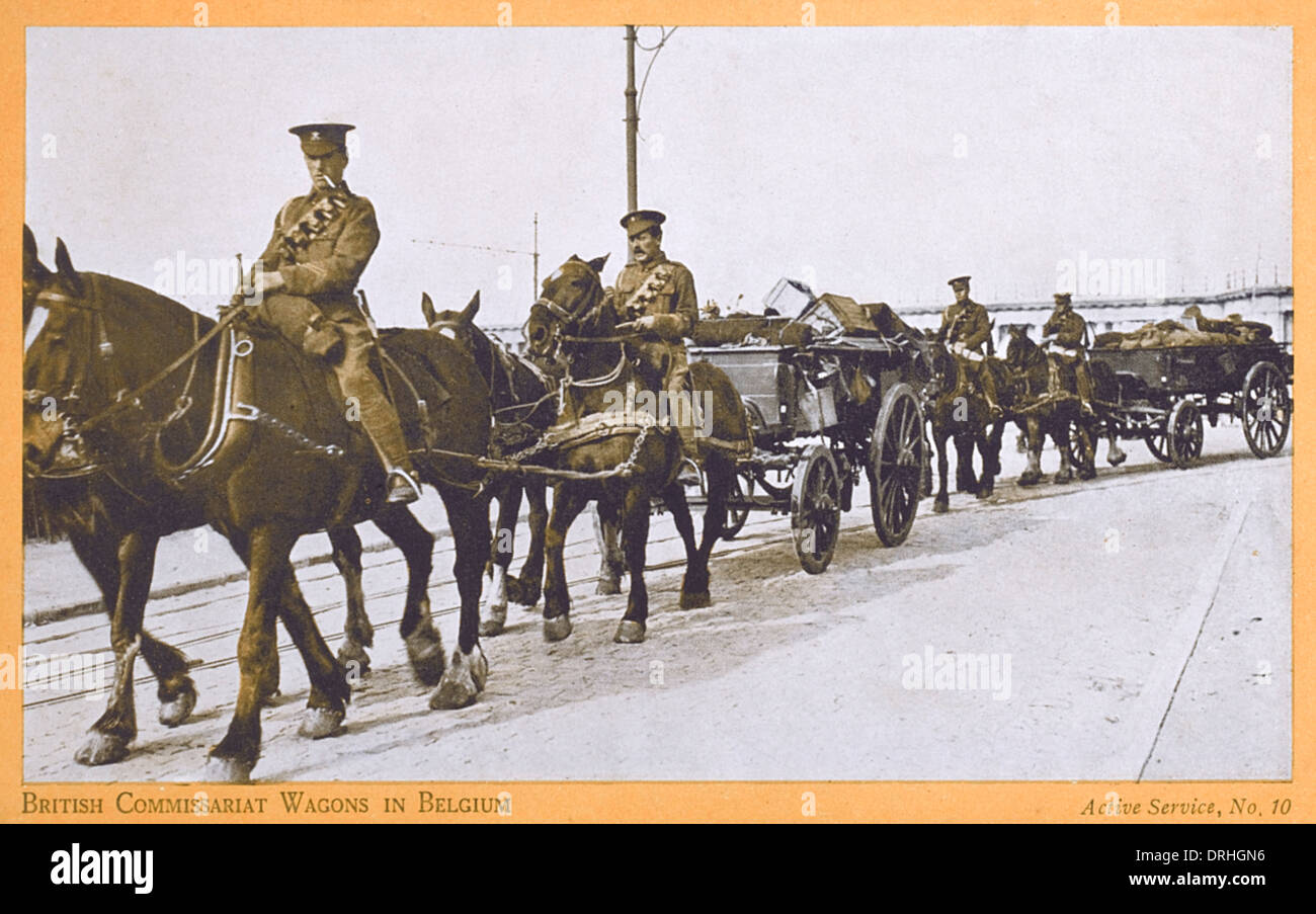 British Commissariat Wagons in Belgium - WWI Stock Photo - Alamy