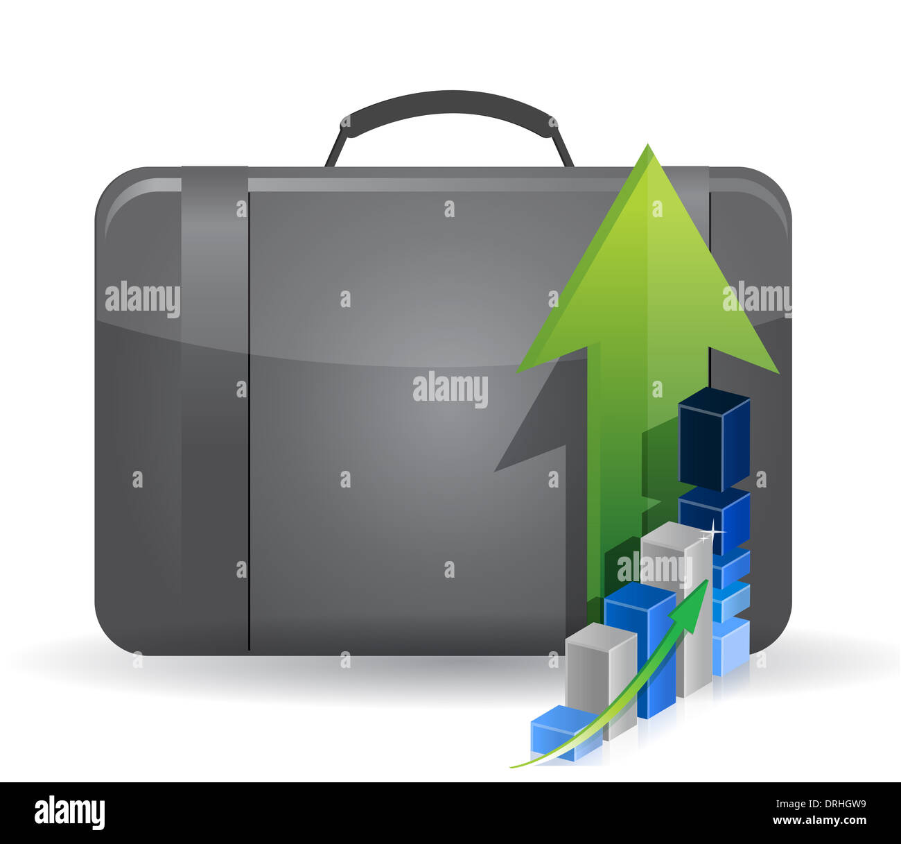 suitcase bag and business graph illustration design over white Stock ...