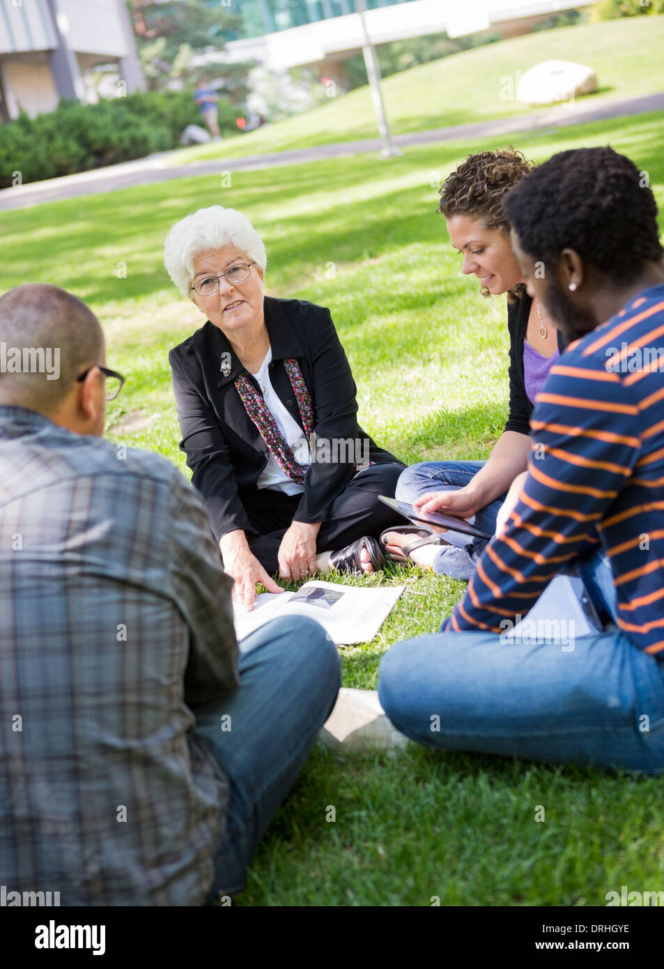 University Professor Outdoors with Students Stock Photo - Alamy