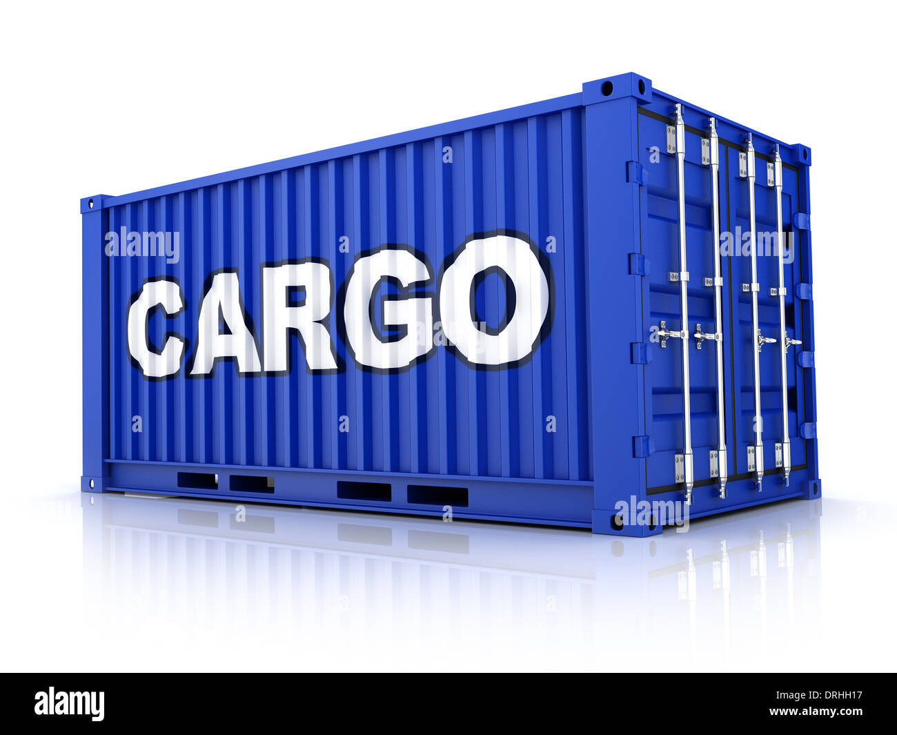 Blue cargo Container on white background (done in 3d Stock Photo - Alamy