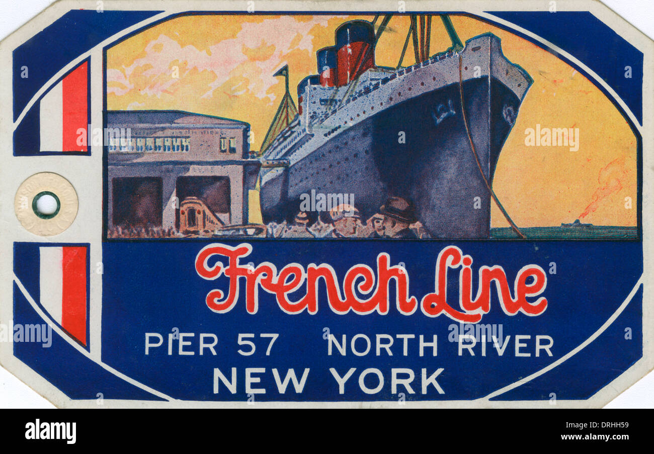 A baggage tag for a French line Ocean Liner Stock Photo - Alamy