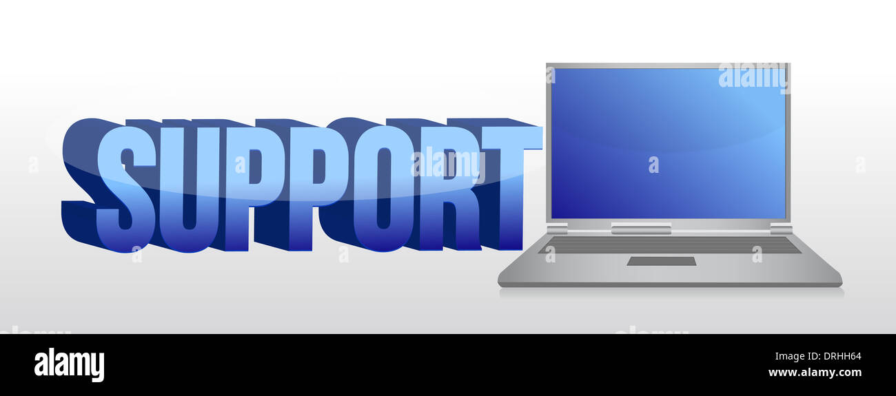 Computer support sign 3d text and laptop illustration Stock Photo - Alamy