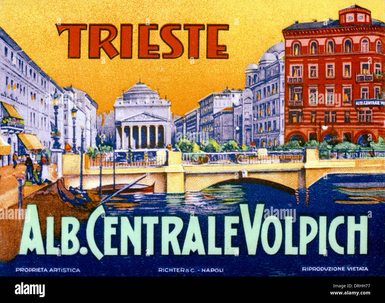 Art Nouveau Italian advertisement for a hotel in Trieste Stock Photo ...