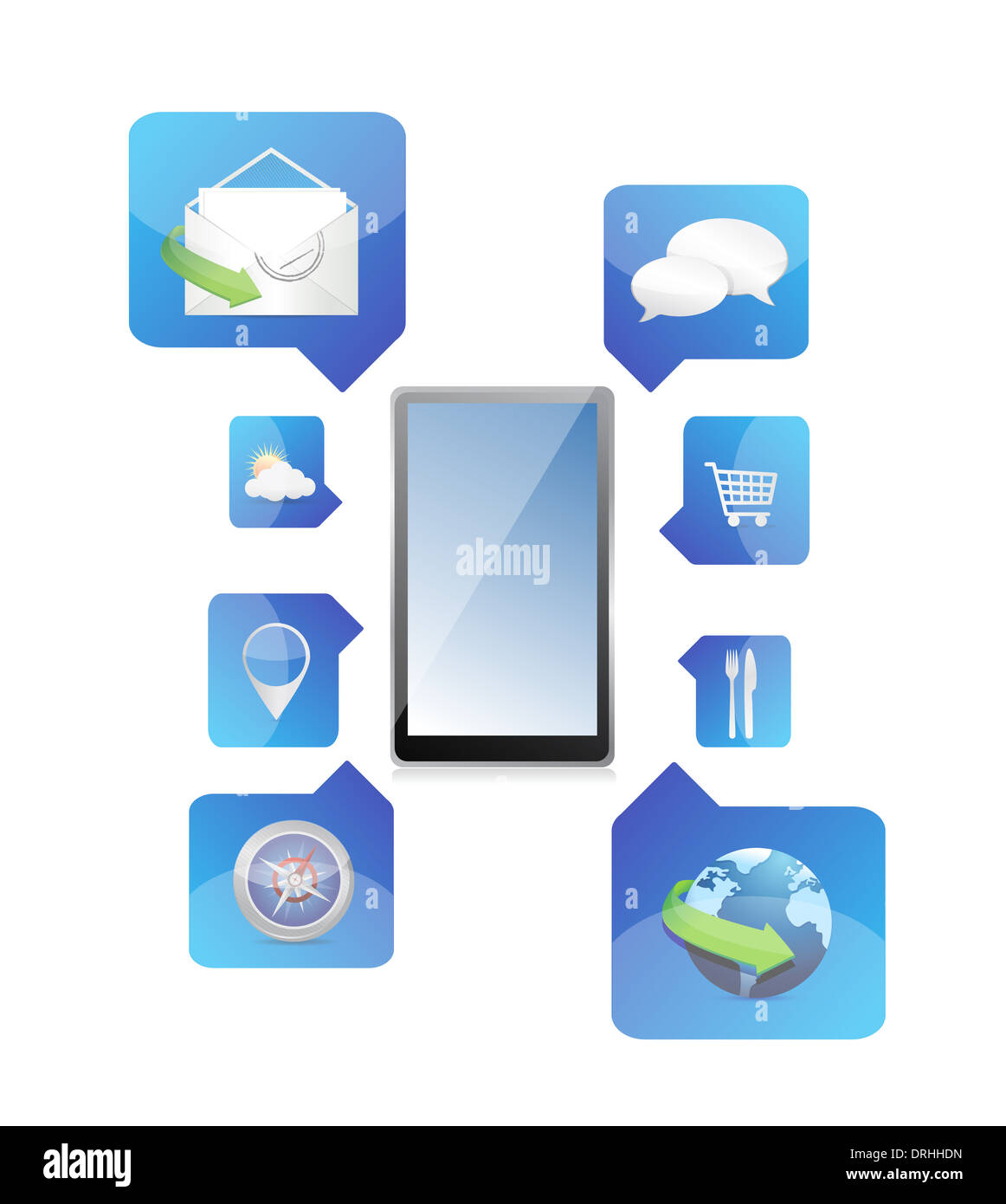 Smartphone application icons illustration design over a white ...